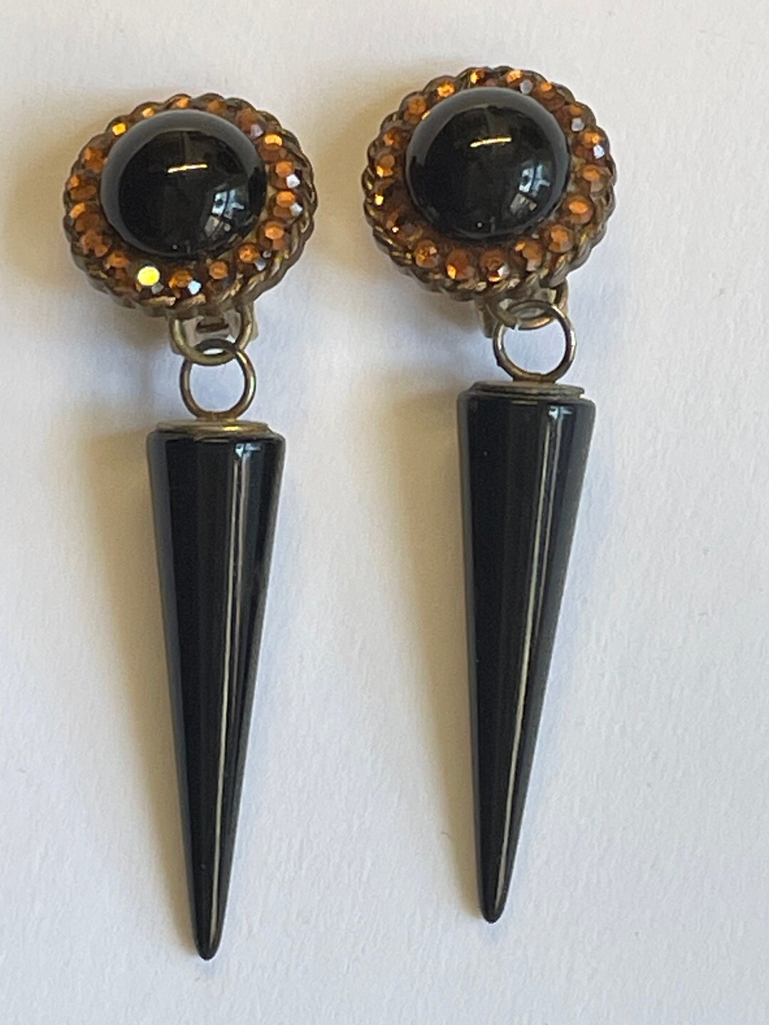Copper Rhinestones With Black Shapes Dangle Earrings - Etsy