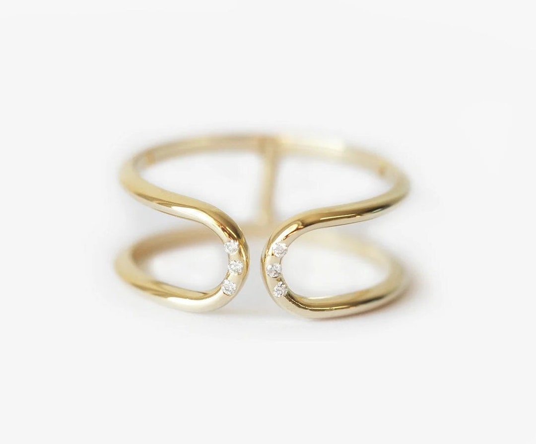 Two Shank Open Band Both Shank Connect With Curved With Moissanite ...