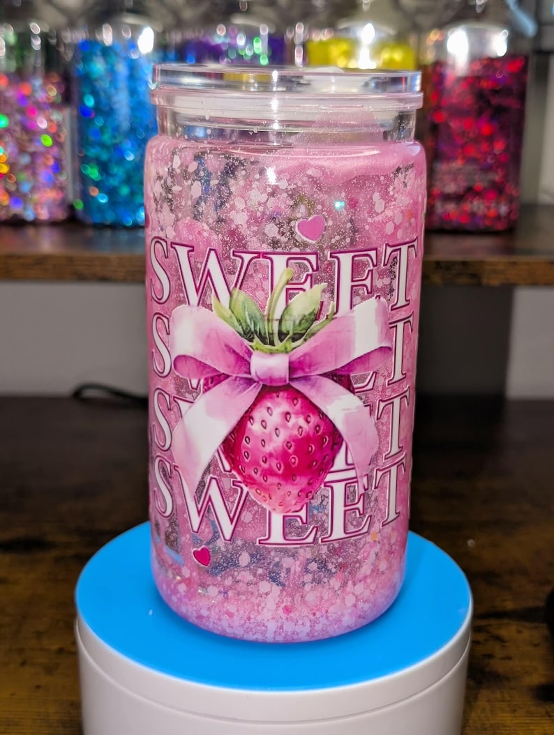 Strawberry Ice Cream Lava Tumbler – 16 Oz Acrylic Glitter Cup - Etsy