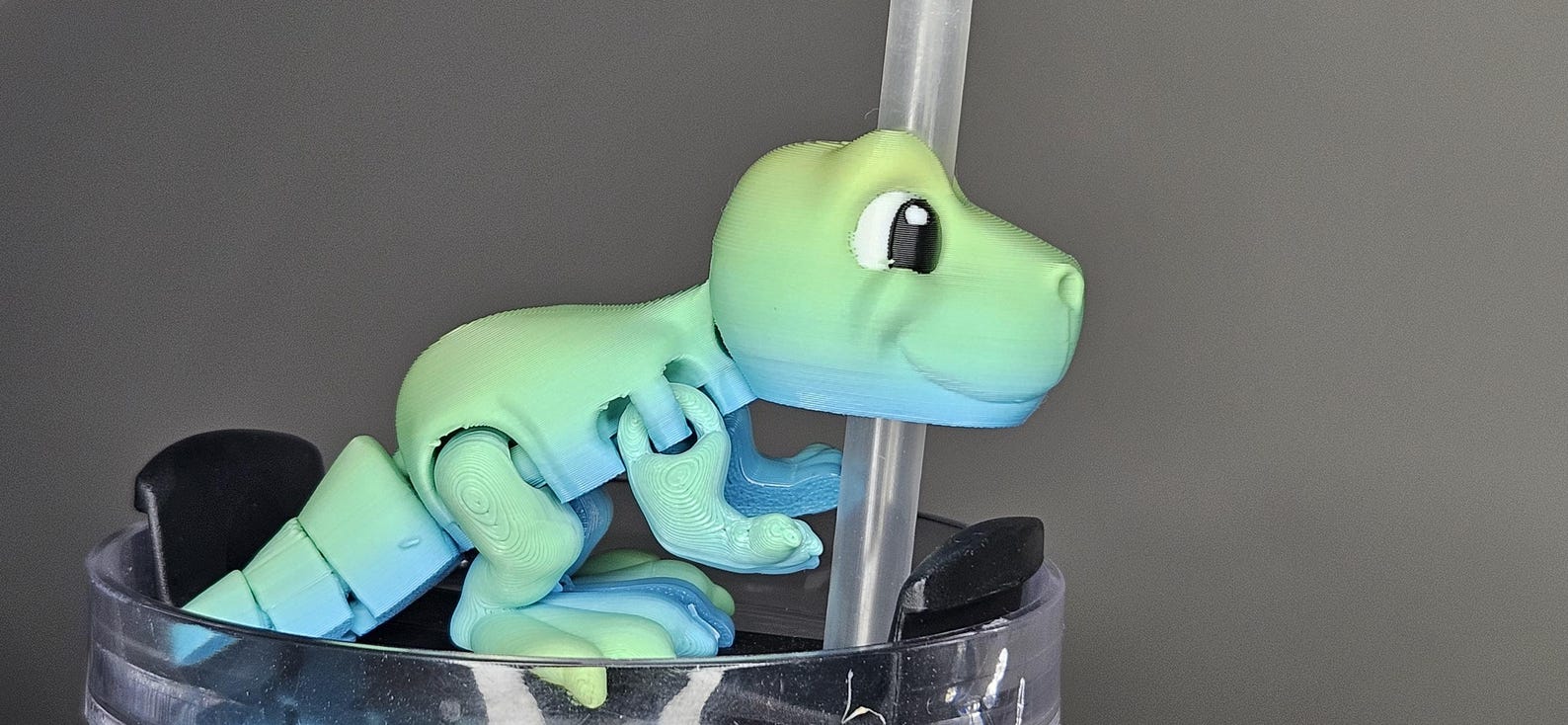 3D Printed Articulated T-rex Straw Topper for Stanley Cups - Etsy