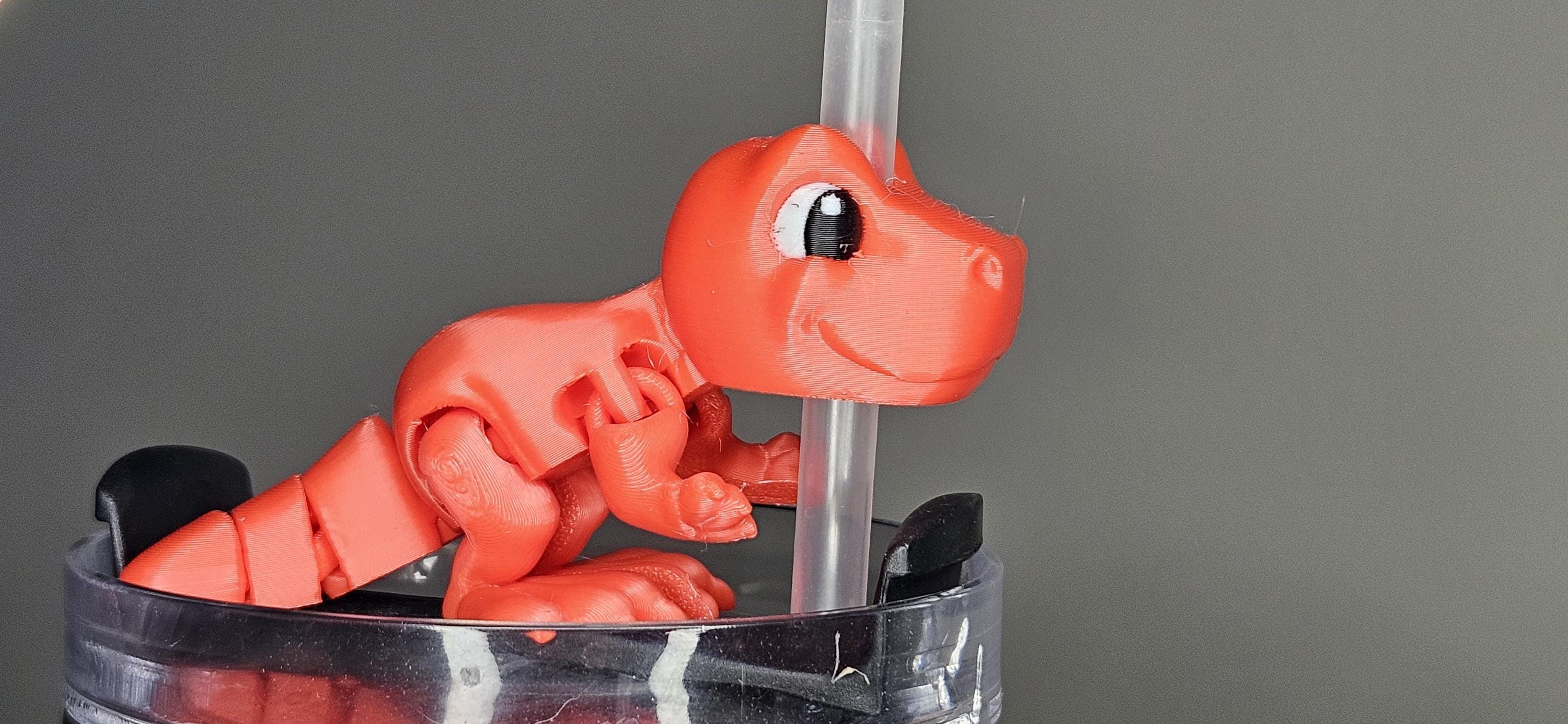 3D Printed Articulated T-rex Straw Topper for Stanley Cups - Etsy