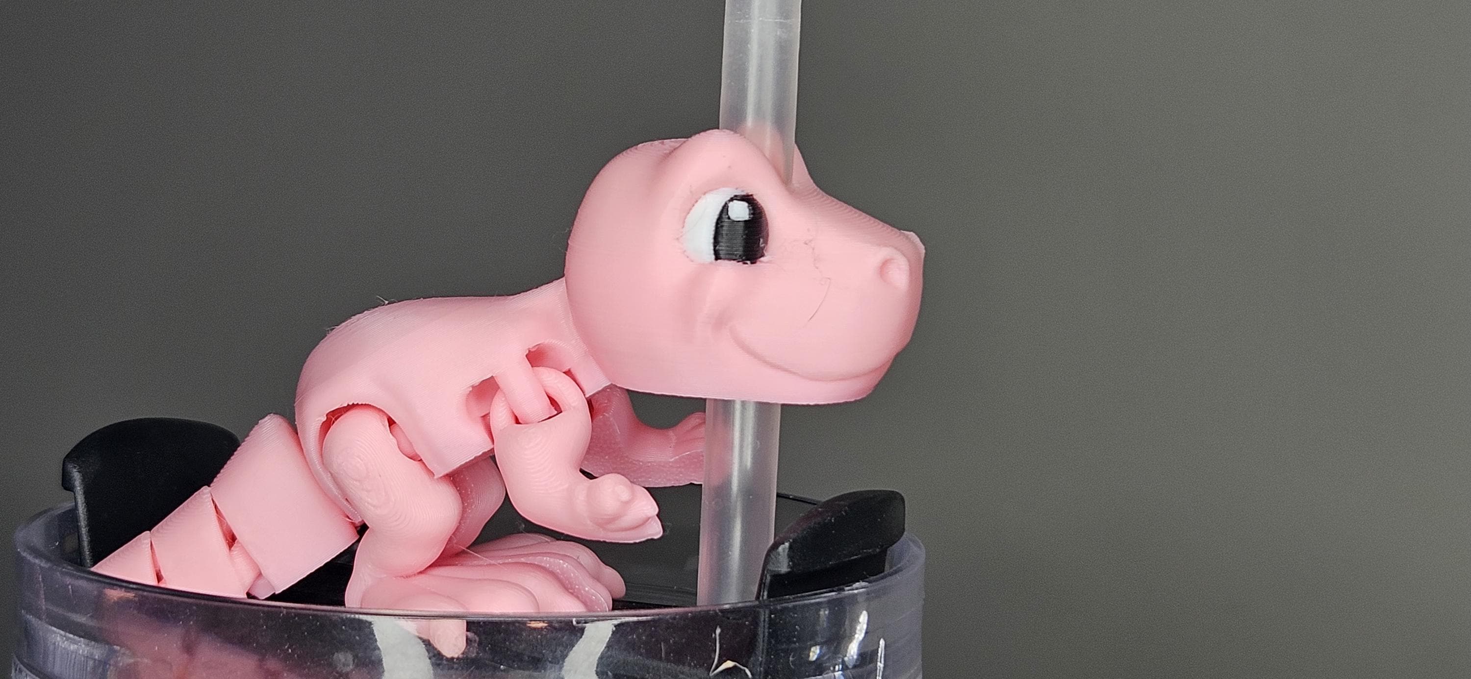 3D Printed Articulated T-rex Straw Topper for Stanley Cups - Etsy