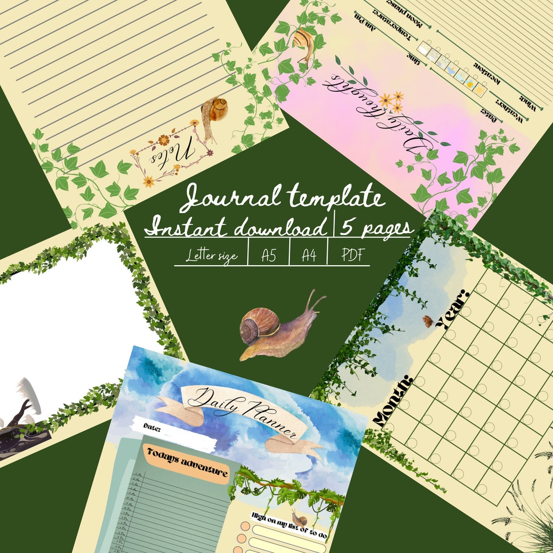 Snail Journal Template - Etsy