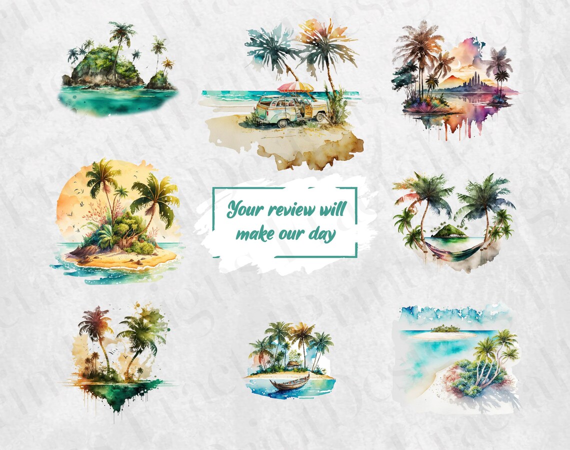 Tropical Watercolor Paradise Summer Clipart Bundle Tropical - Etsy