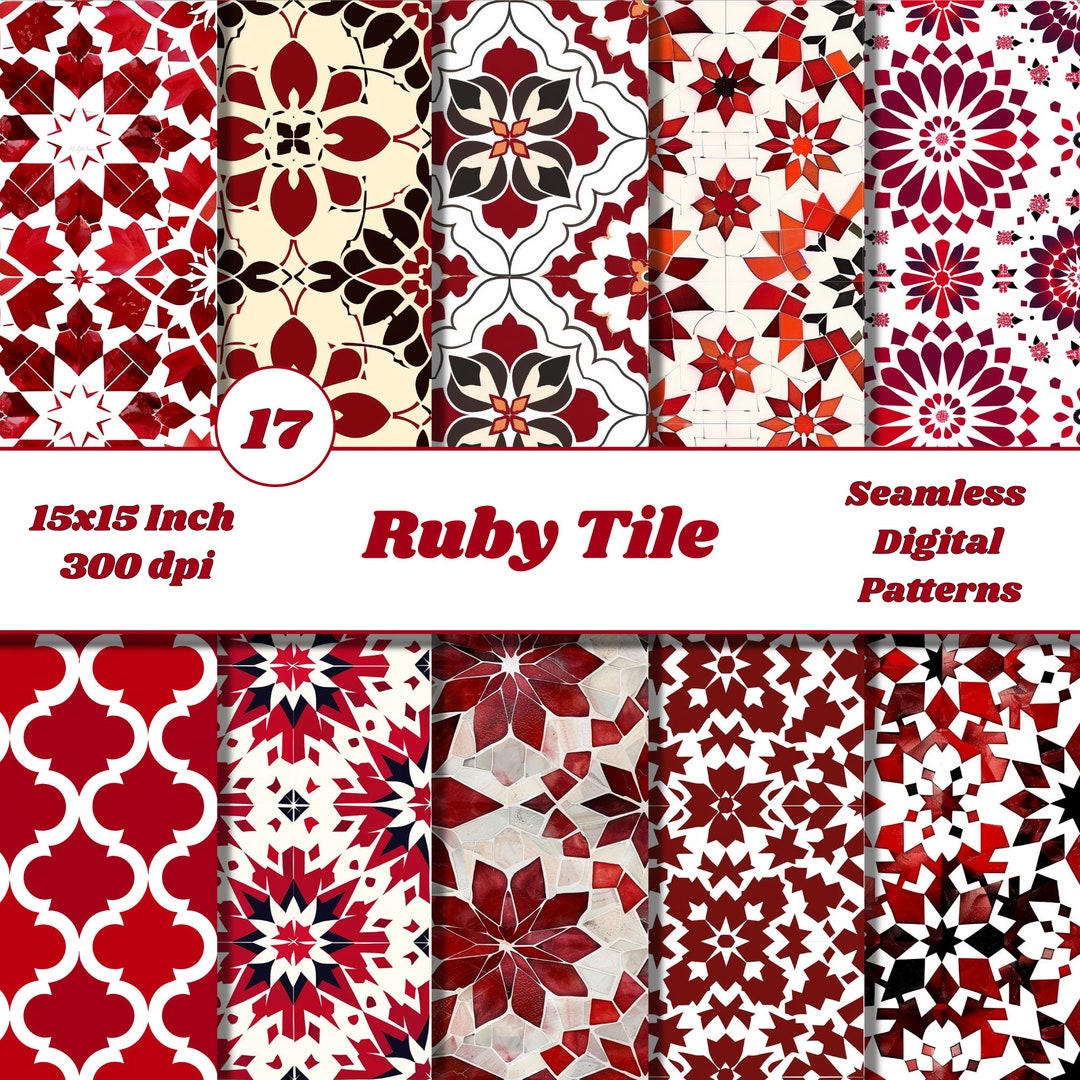 Ruby Tile Seamless Pattern Luxurious Tile Designs, Ruby Art, Elegant ...