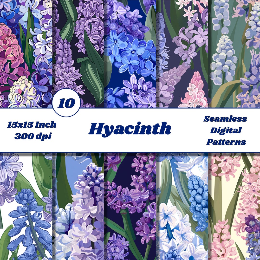Beautiful Hyacinth Seamless Pattern - Spring Floral Digital Paper ...