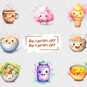 Watercolor Cute Food Kawaii Food Kawaii Clipart Watercolor Food PNG ...