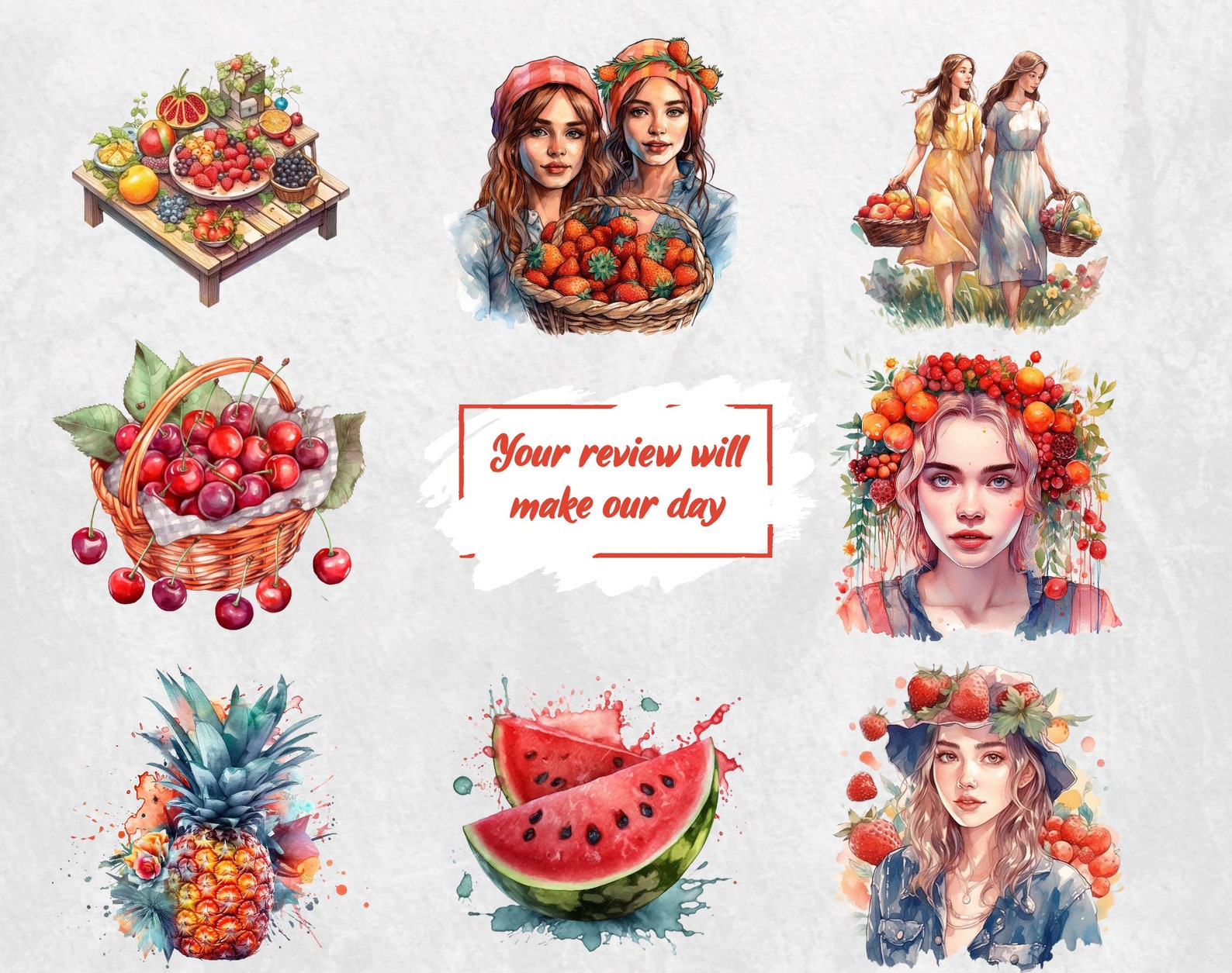 Summer Fruits PNG Bundle Watercolor Fruits Collection Summer - Etsy