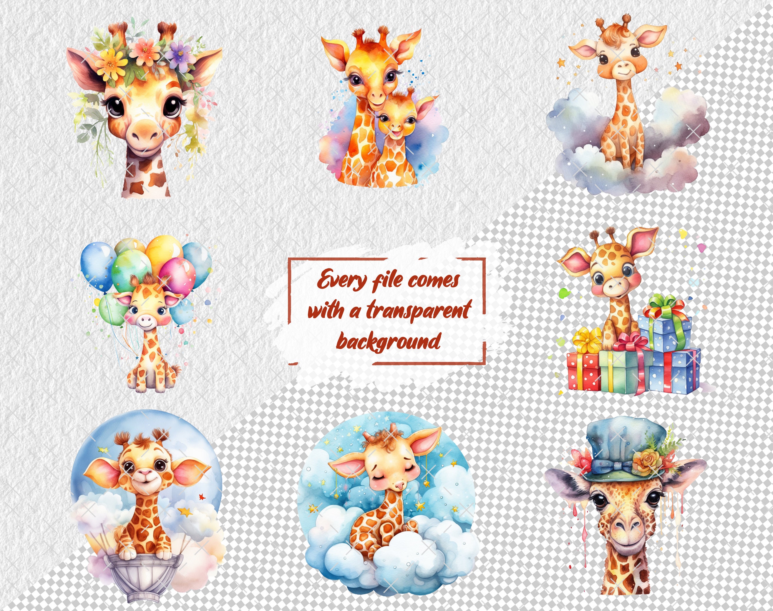 Watercolor Cute Giraffe Baby Giraffe Clipart Cute Animals - Etsy