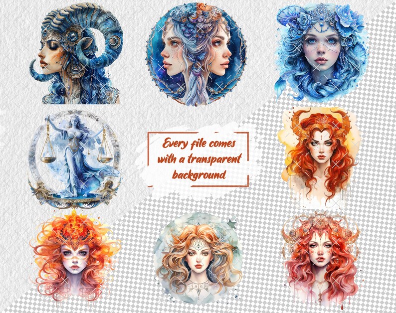 Zodiac Sign Clipart Bundle Zodiac PNG Images for Commercial Use ...