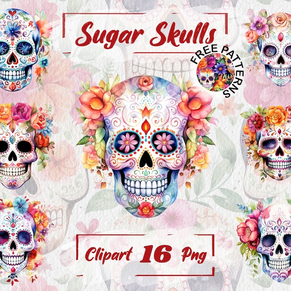 Watercolor Sugar Skull - Etsy