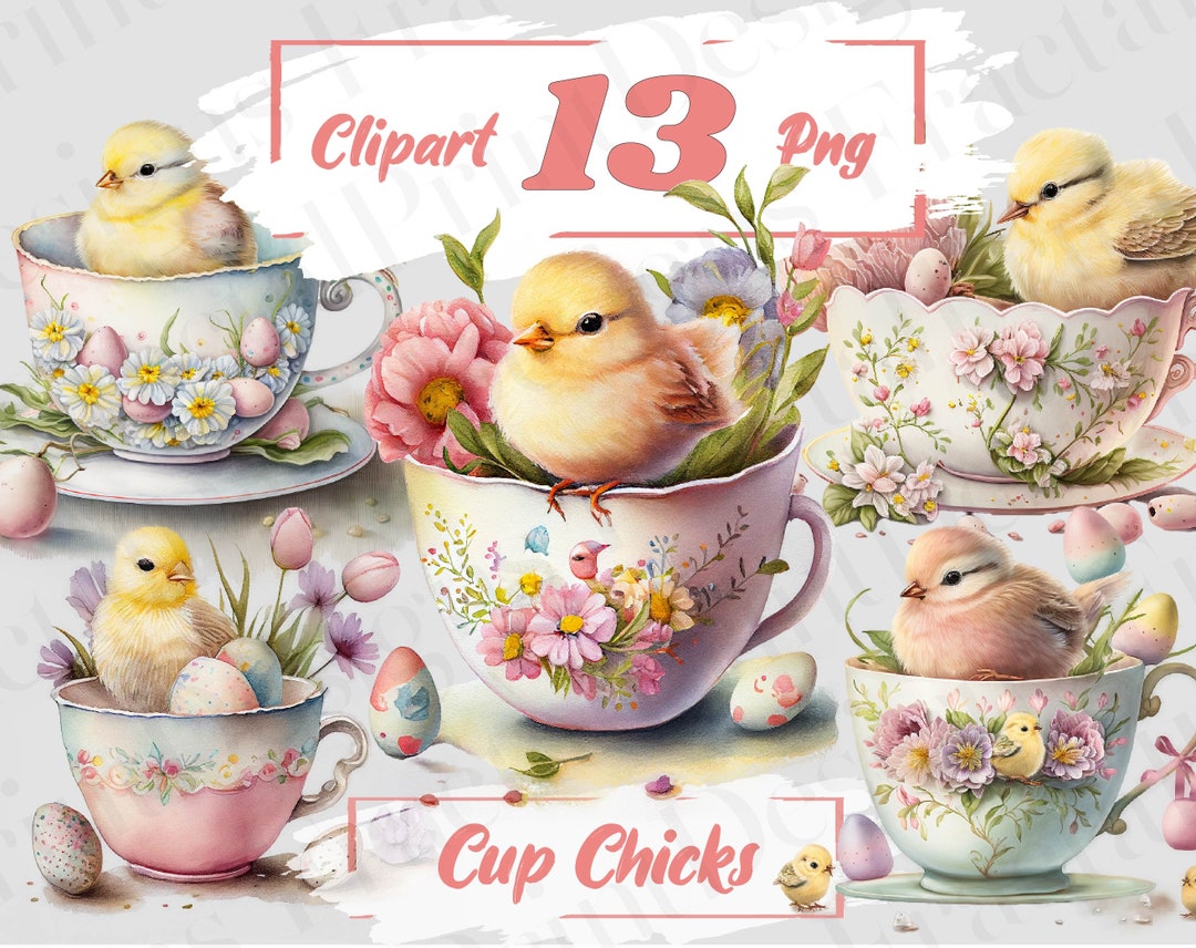 Easter Chicks Clipart Bundle, Easter Watercolor PNG, Cute Baby Chickens ...