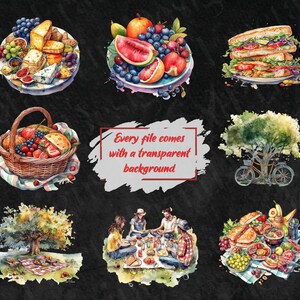 Summer Picnic PNG Bundle Watercolor Summer Clipart Summer Cottagecore ...