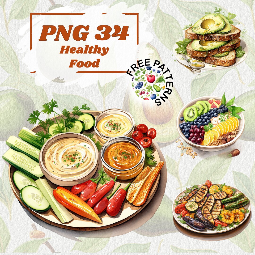 Watercolor Healthy Food, Food Clipart, Self Care Clipart, Vege ...