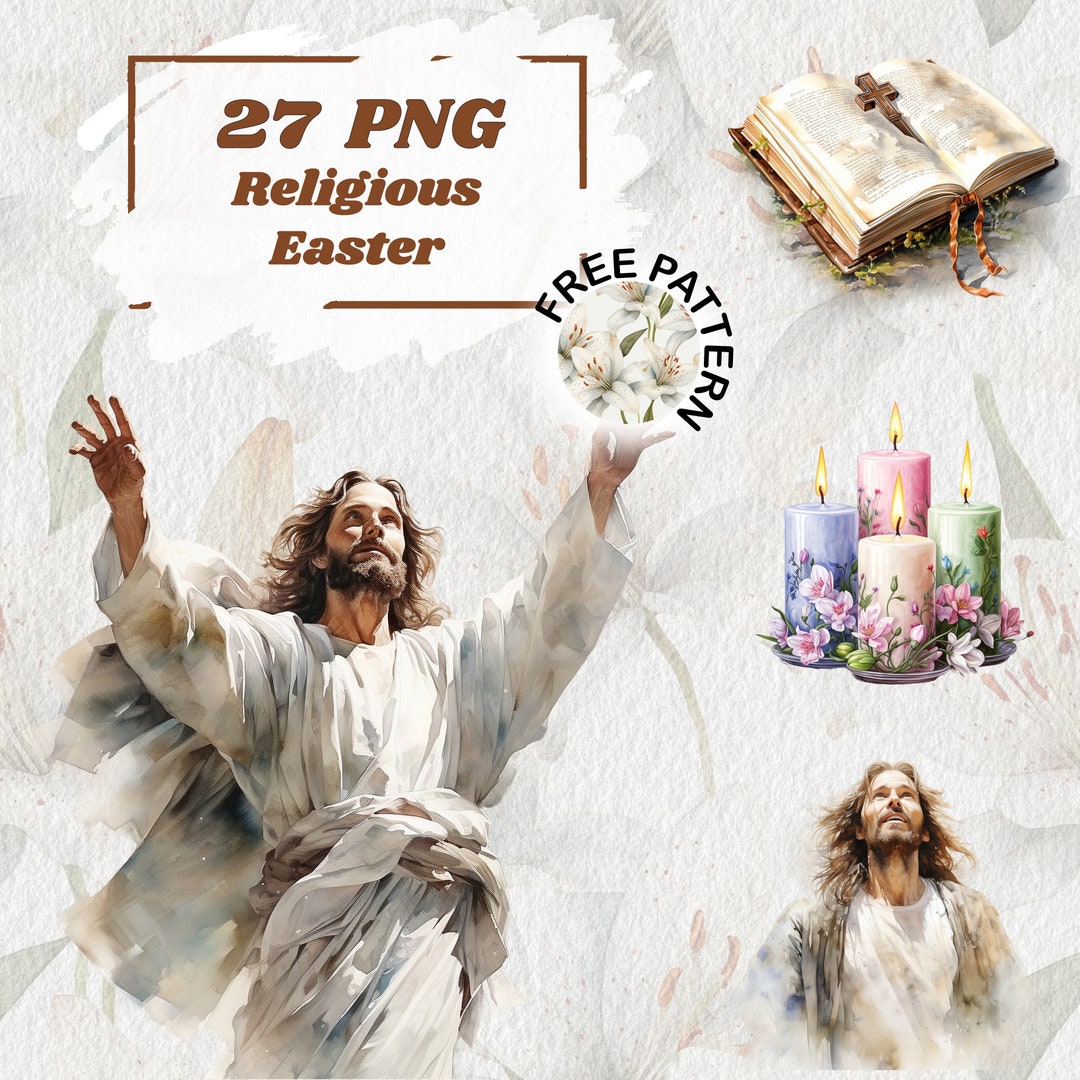 Watercolor Christian Easter Clipart, PNG Religious Clipart, Jesus ...