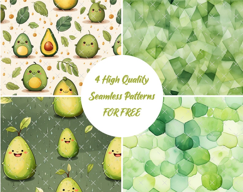 Cute Avocado Clipart, Watercolor Avocado Graphics, Kawaii Clipart ...