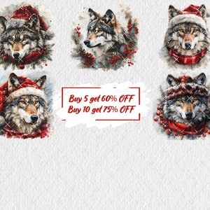 Christmas Wolves Clipart PNG, Festive Holiday Wolf Graphics, Winter ...