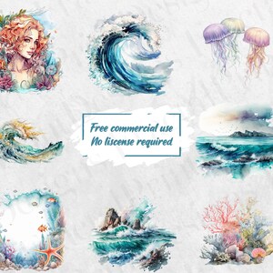 Watercolor Ocean Bundle Ocean Life Clipart Summer PNG Bundle Sea ...