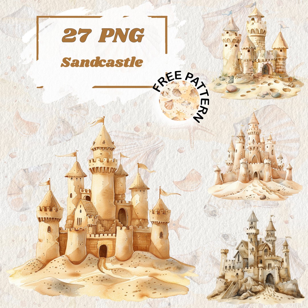 Summer Sandcastle Beach Clipart PNG Bundle Transparent Background Clip ...
