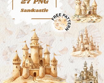 Summer Sandcastle Beach Clipart PNG Bundle Transparent Background Clip ...
