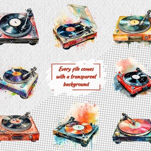 Record Player Clipart, Old Vinyl Records Clip Art, 80's Retro Graphics ...