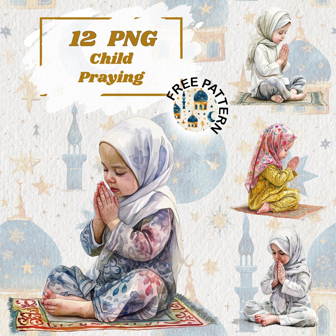 Muslim Kids Clipart, Child Praying PNG, Instant Download, Islamic Kids ...