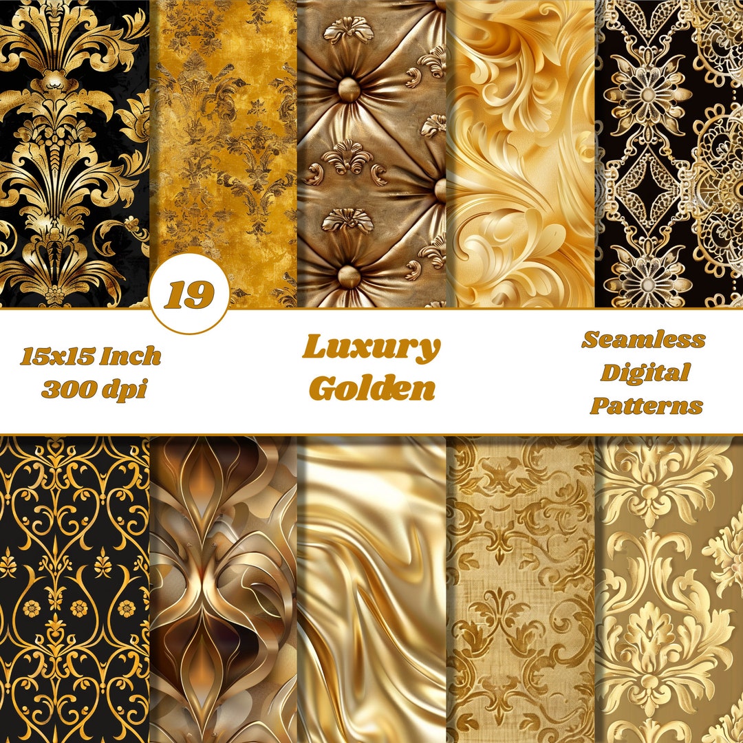 Luxury Golden Seamless Pattern - Elegant Gold Designs, Golden Art ...