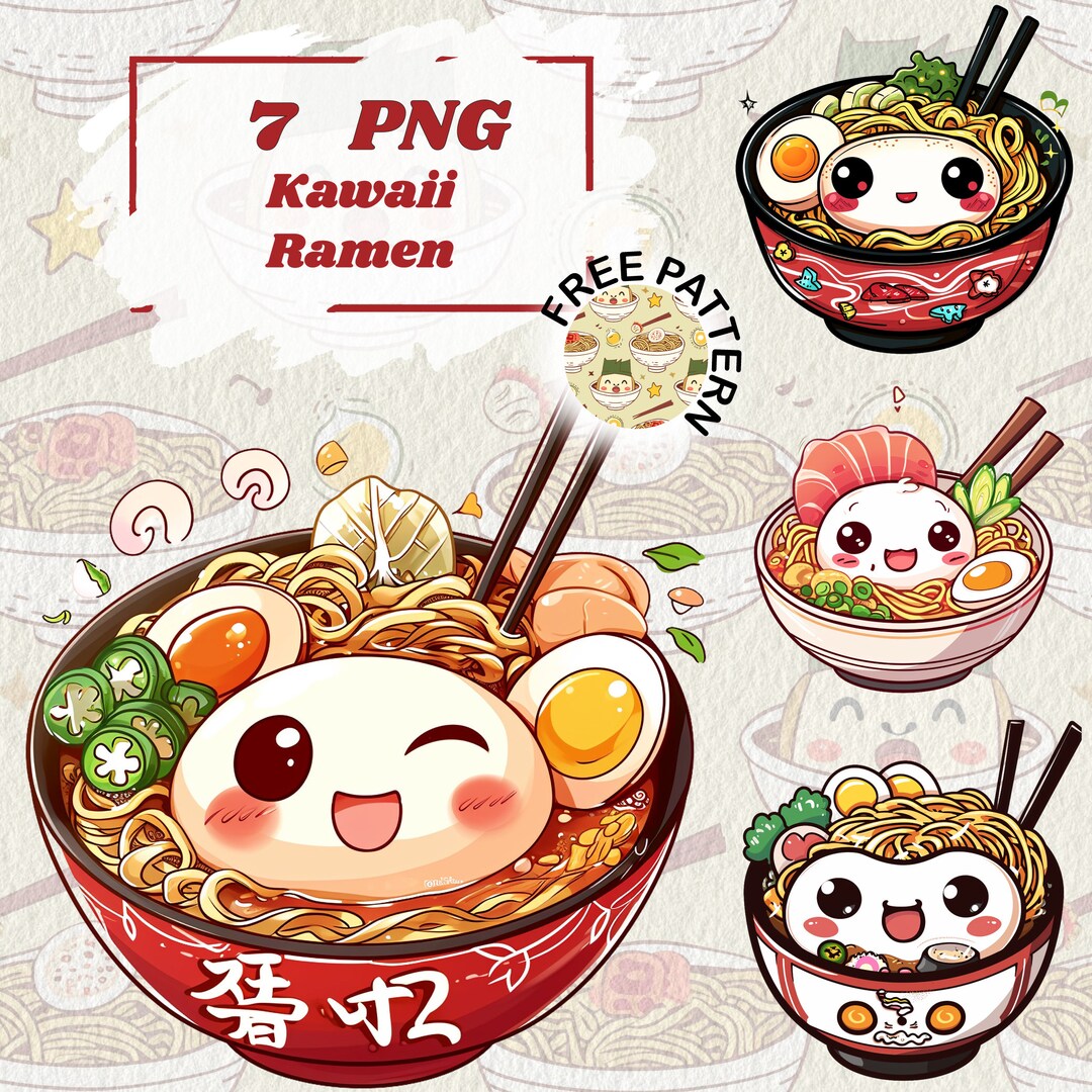 Cute Kawaii Ramen Clipart, Cute Ramen PNG Digital Download, Ramen ...