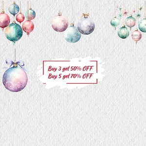 Pastel Christmas Baubles Clipart, Watercolor Clipart Decorations ...