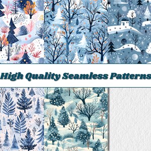 Winter Wonderland Digital Seamless Patterns | Snowy Holiday Backgrounds ...