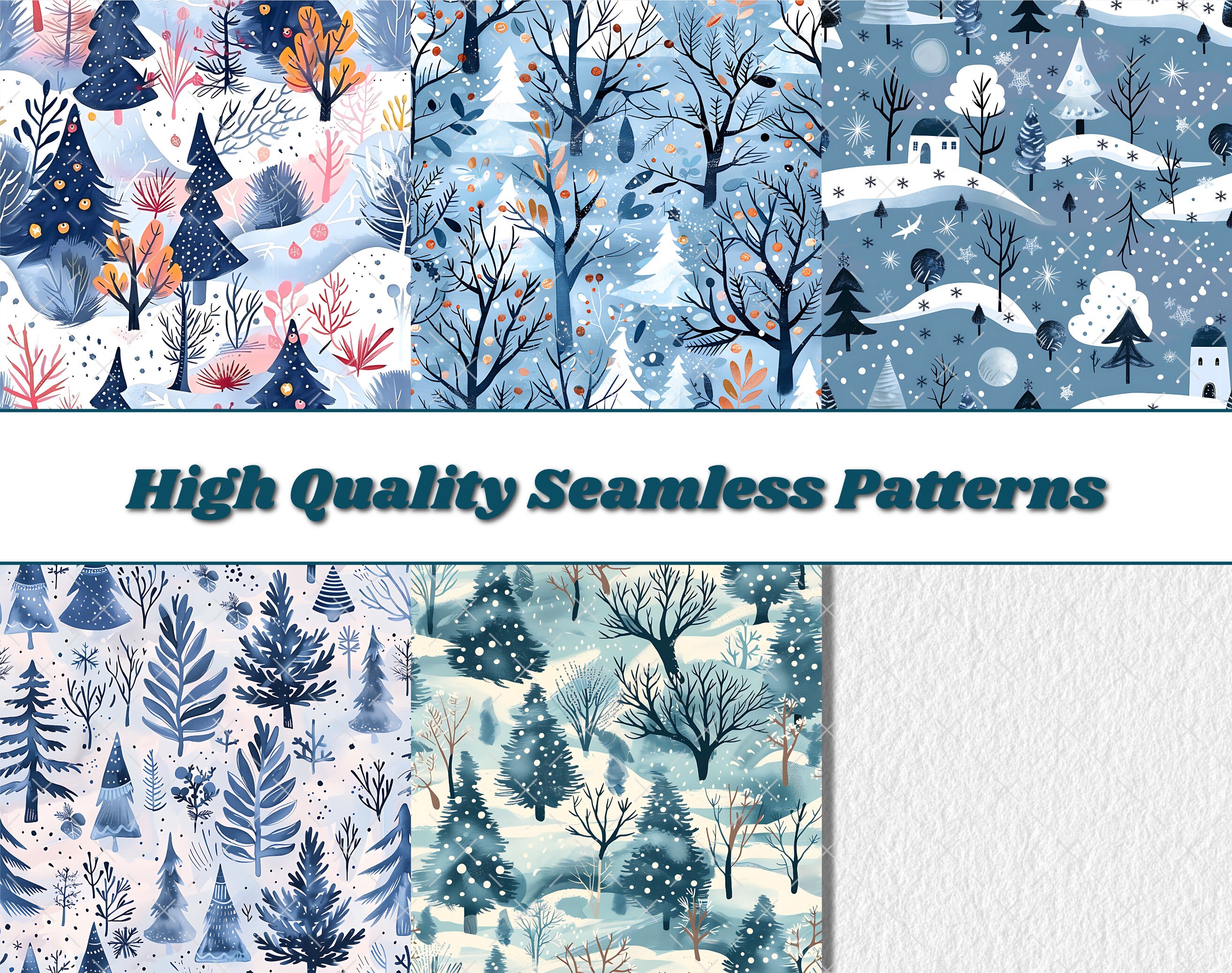 Winter Wonderland Digital Seamless Patterns | Snowy Holiday Backgrounds ...