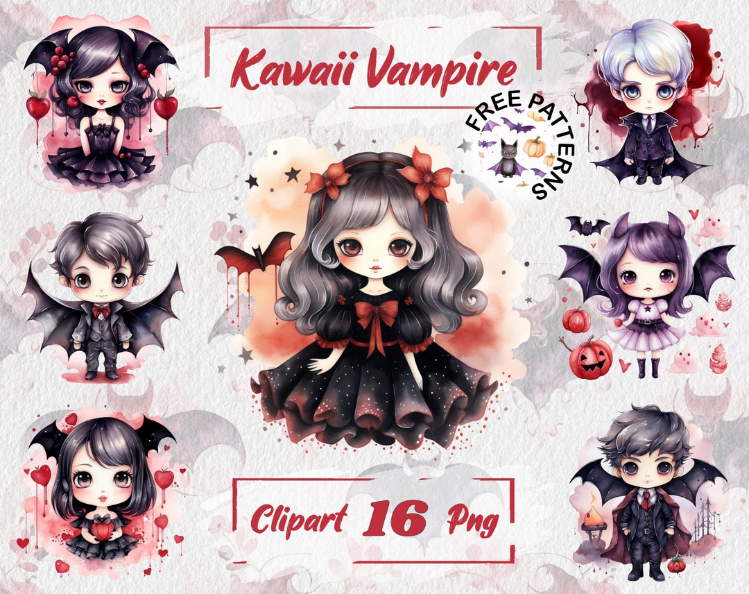 Watercolor Cute Vampire Clipart Halloween Vampire Clipart Cute ...
