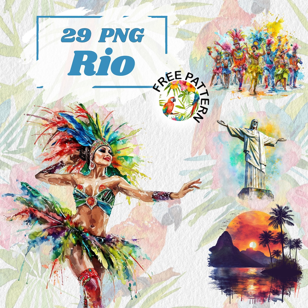 Watercolor Rio Clipart, Brazil Clipart, Travel Clipart, Traditional ...
