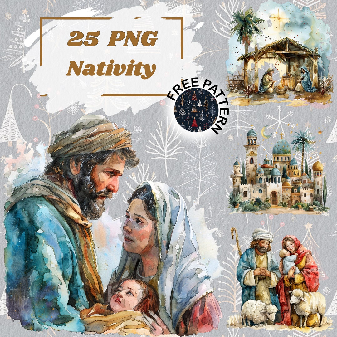 Nativity PNG Clipart Holiday Nativity Art Digital Download Transparent ...