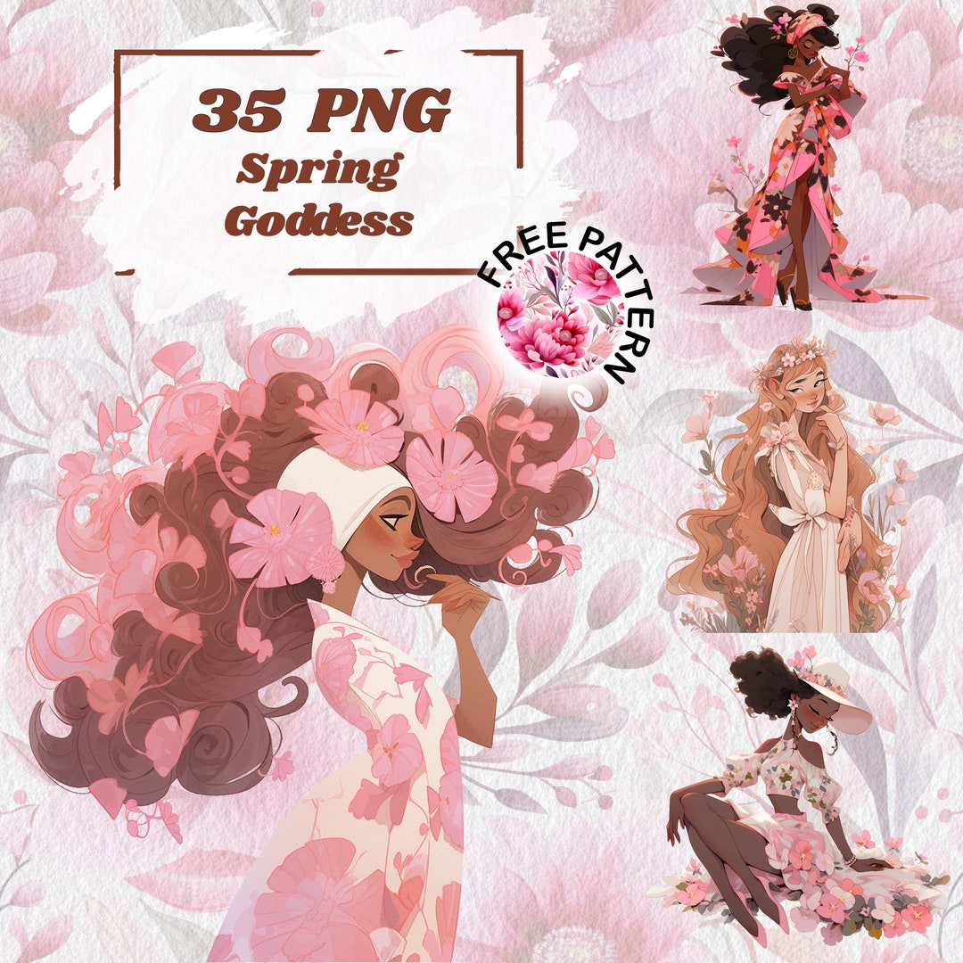 Spring Woman Clipart, PNG Images, Spring Graphics, Black Girl Spring ...