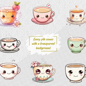 Cute Kawaii Tea Clipart, Cute Tea PNG Digital Download, Tea ...