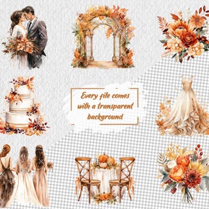 Watercolor Fall Wedding Clipart Wedding Clipart Autumn Leaves PNG Fall ...