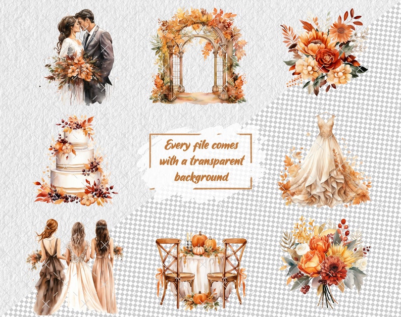 Watercolor Fall Wedding Clipart Wedding Clipart Autumn Leaves - Etsy UK
