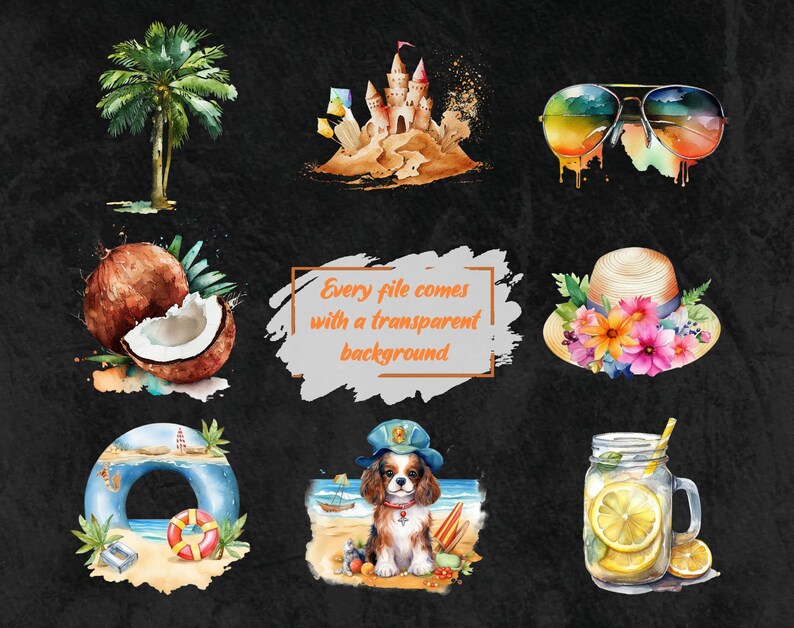 Beach Day Bundle Sea Clipart Summer Vacation PNG Swimming - Etsy