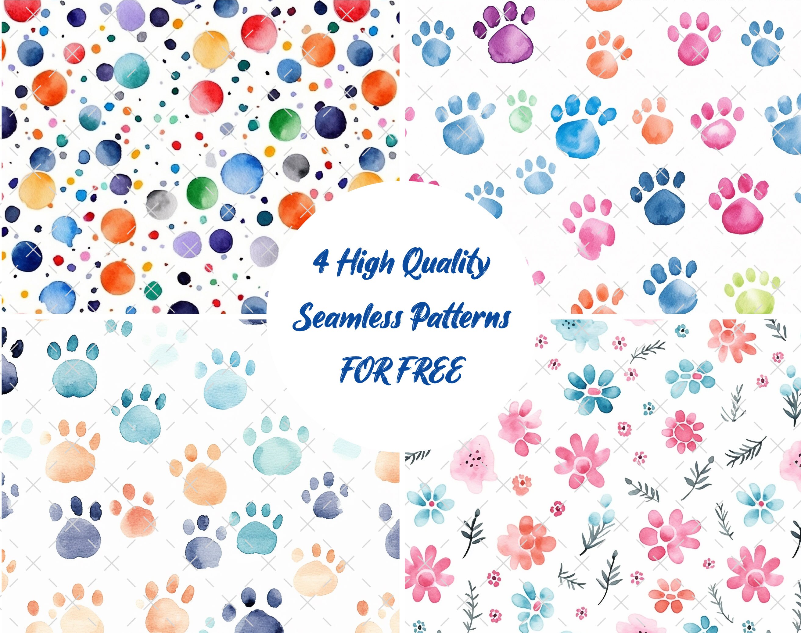 Watercolor Paw Print Dog Paw Clipart Colorful Paw Prints Cute Paws PNG ...