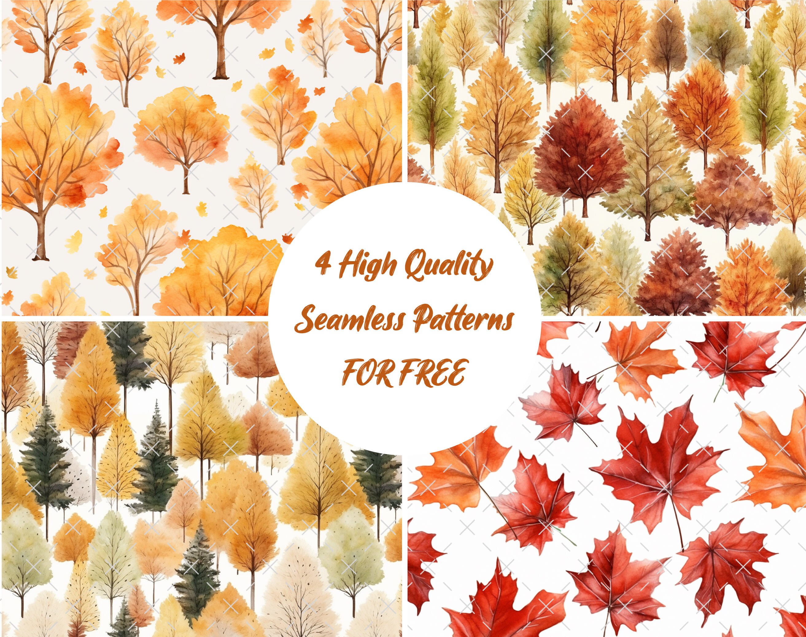 Watercolor Tree Clipart Autumn Clipart Autumn Leaves PNG - Etsy