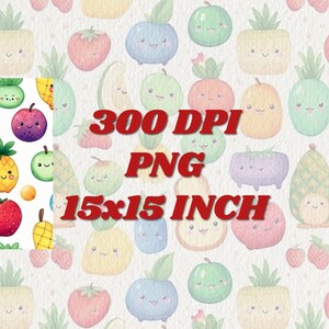 Watercolor Cute Fruits Kawaii Fruits Kawaii Clipart Watercolor Cute ...