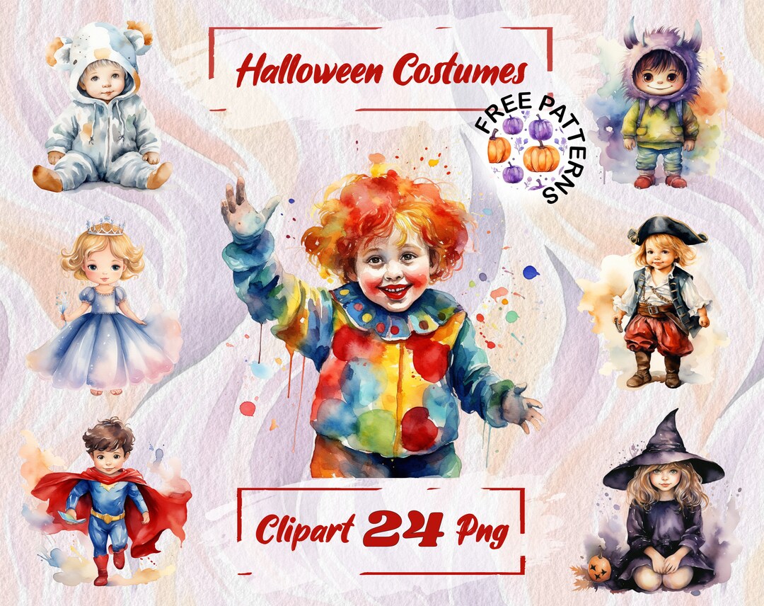 Halloween Costume Clip Art, Watercolor Halloween, Halloween Kids, Cute ...