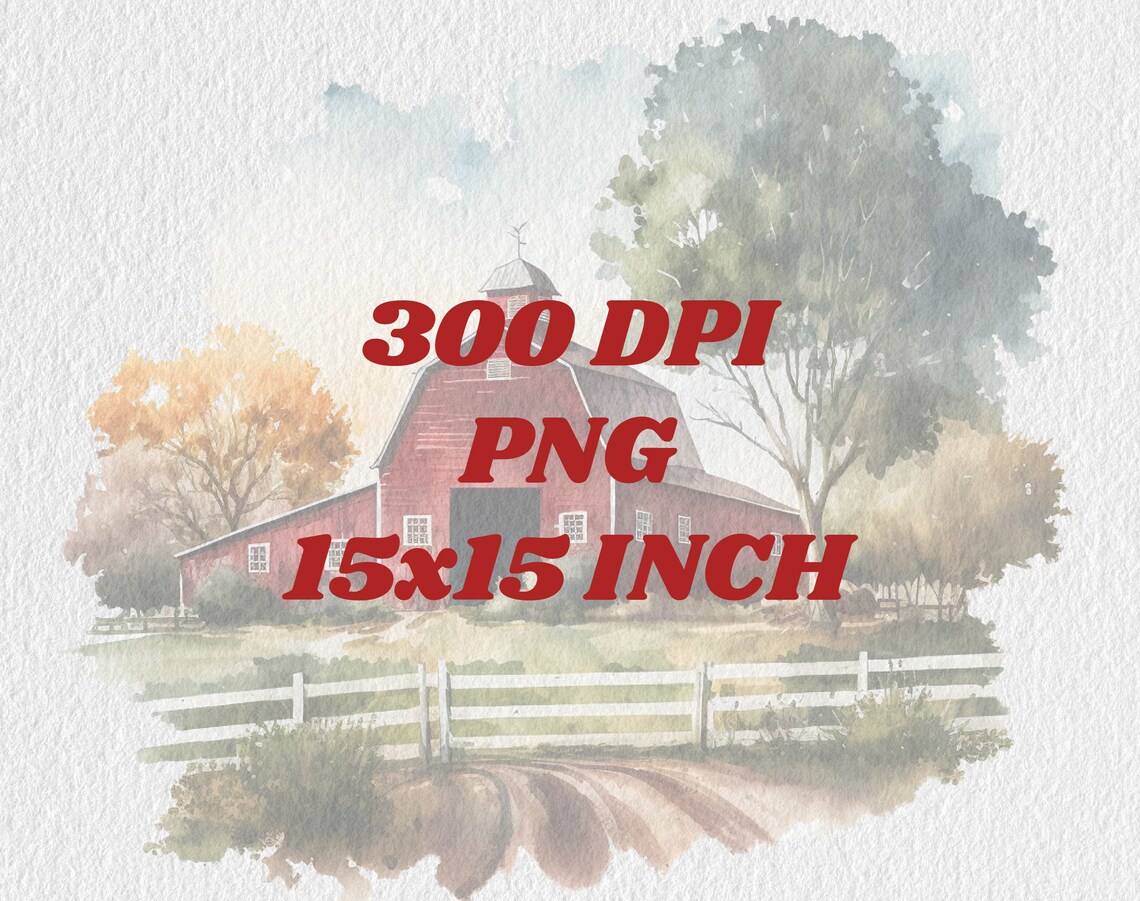 Farmhouse Clipart Farm Barns Clipart PNG Bundle Watercolour - Etsy ...