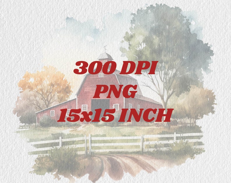 Farmhouse Clipart Farm Barns Clipart PNG Bundle Watercolour - Etsy