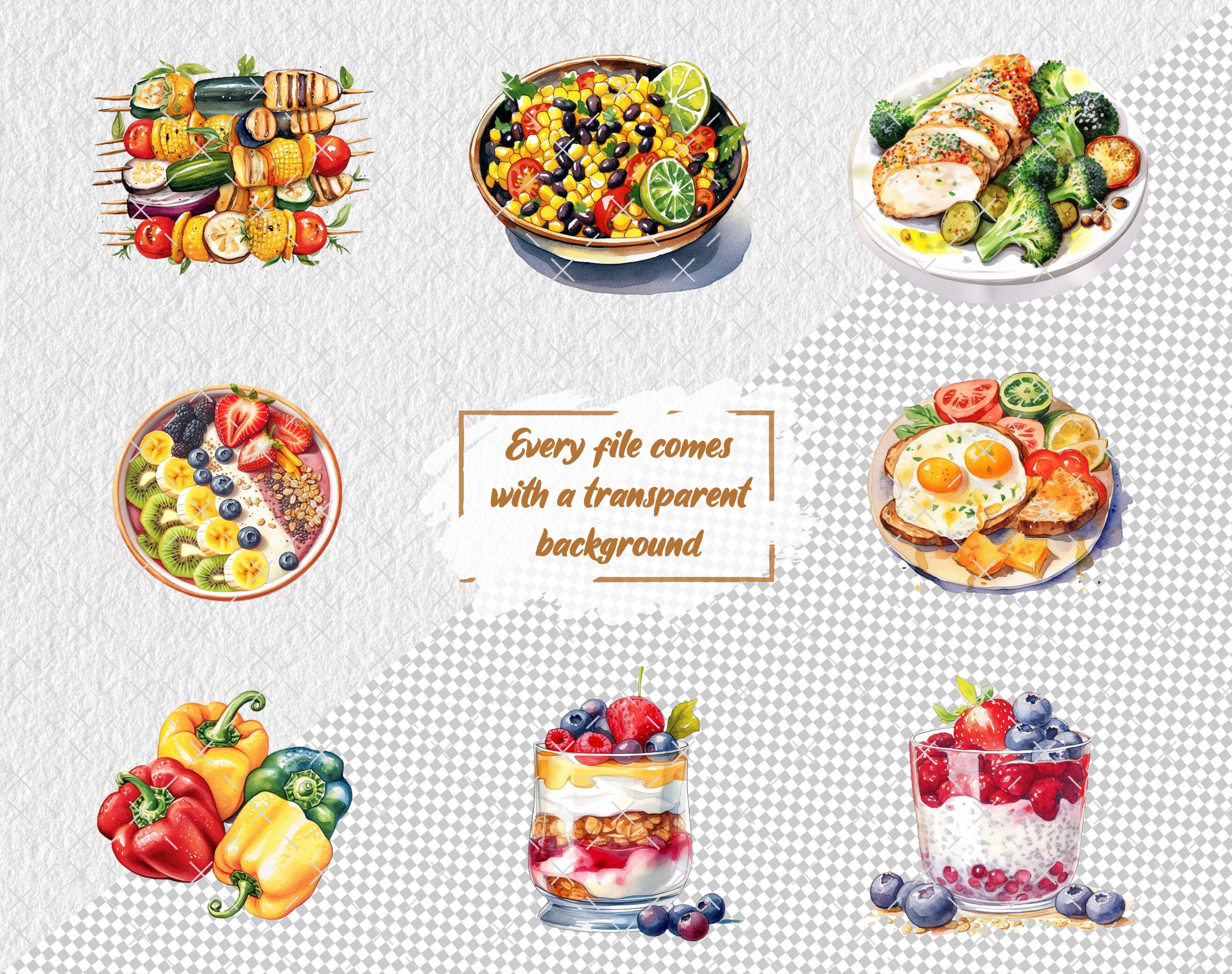 Watercolor Healthy Food Healthy Food PNG Food Clip Art - Etsy