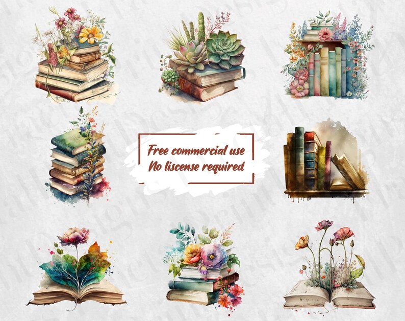Watercolor Books Bundle PNG Books PNG Retro Scrapbooking - Etsy