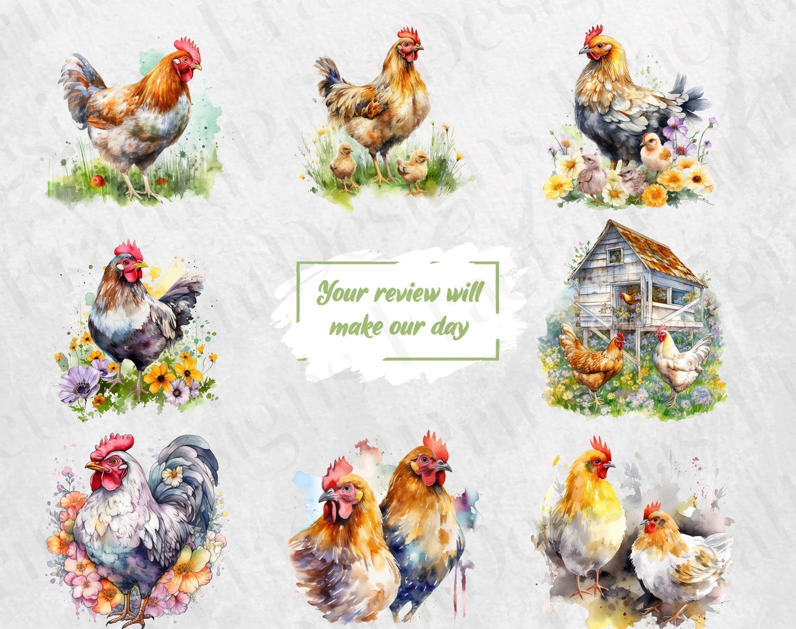 Watercolor Chicken Coop PNG Bundle Chicken Clipart Hen and - Etsy