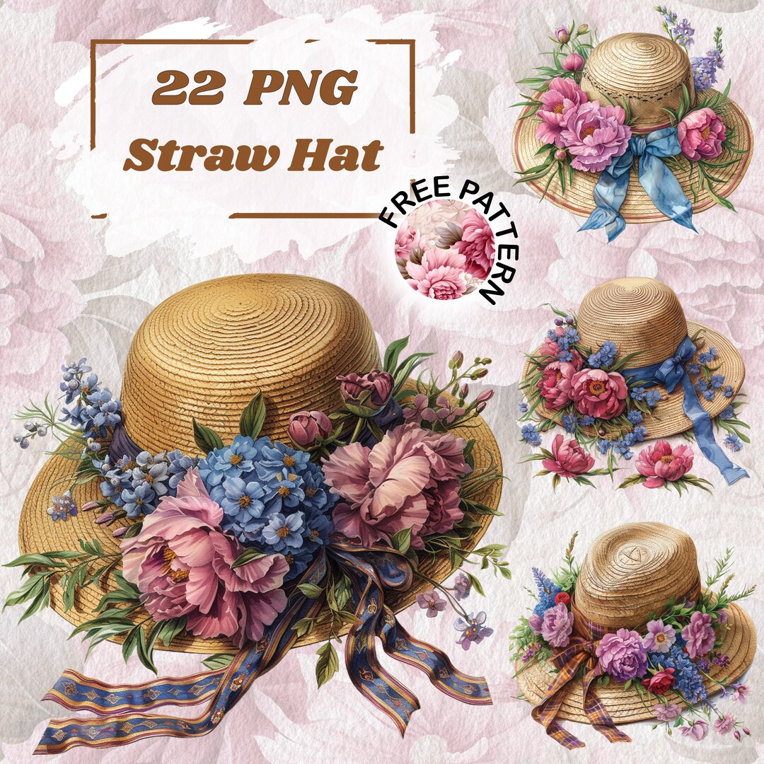 Hats Watercolor Clipart Bundle, PNG Hat Images, Fashionable Graphics ...