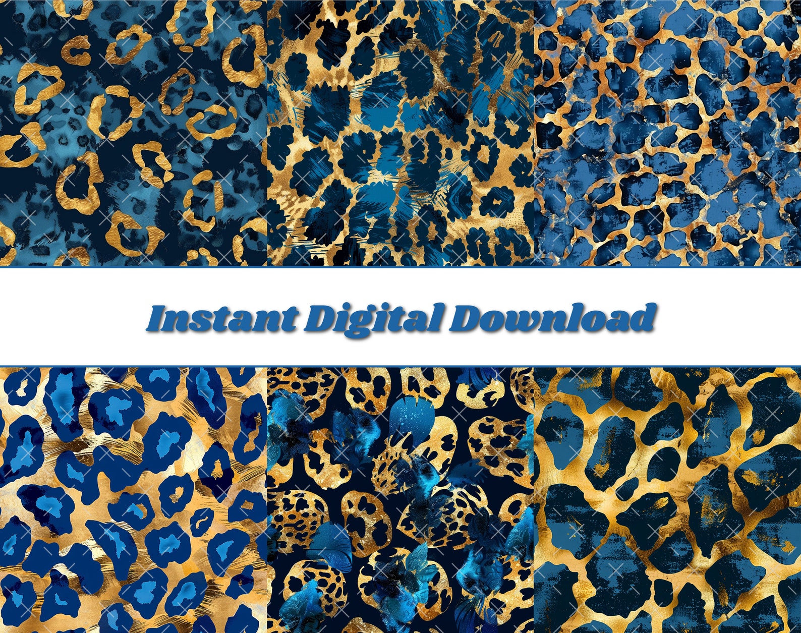 Blue Glam Leopard Seamless Pattern Vibrant Leopard Designs, Blue Glam ...